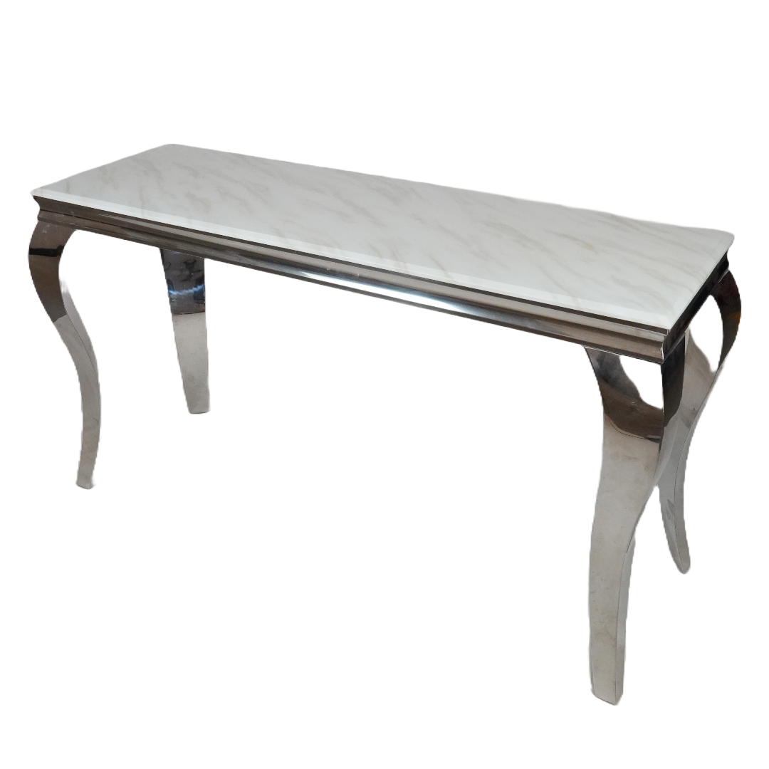 Long Semi-Marble Reception Table with Silver Legs - Mustadam - Second ...